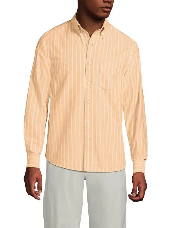 LANDS' END Traditional Fit Comfort-first Sail Rigger Oxford Shirt - Sweet Mango/white Stripe