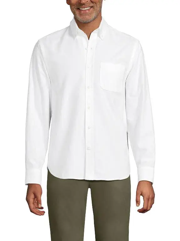 LANDS' END Traditional Fit Comfort-first Sail Rigger Oxford Shirt - White