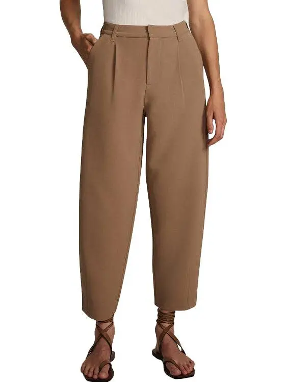 LANDS' END Crepe High-rise Barrel Leg Ankle Pants - Honey Beige