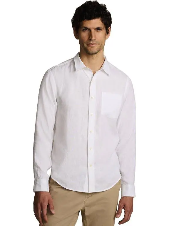 LANDS' END Long Sleeve Linen Shirt - White