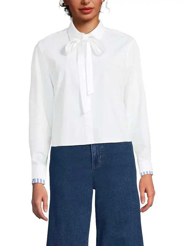 LANDS' END Easy Care Bow Blouse - White