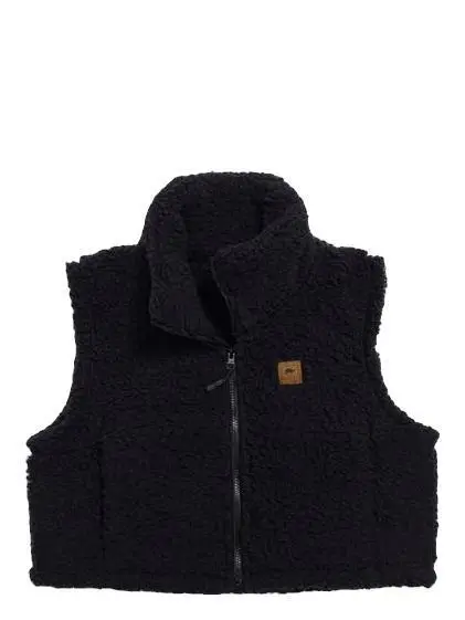 Turtle Fur Cropped High-pile Fleece Vest - Black