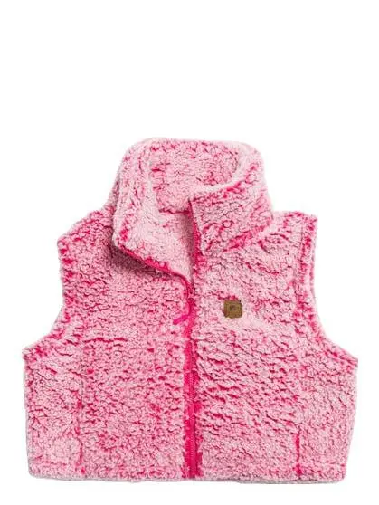 Turtle Fur Cropped High-pile Fleece Vest - Luscious Pink