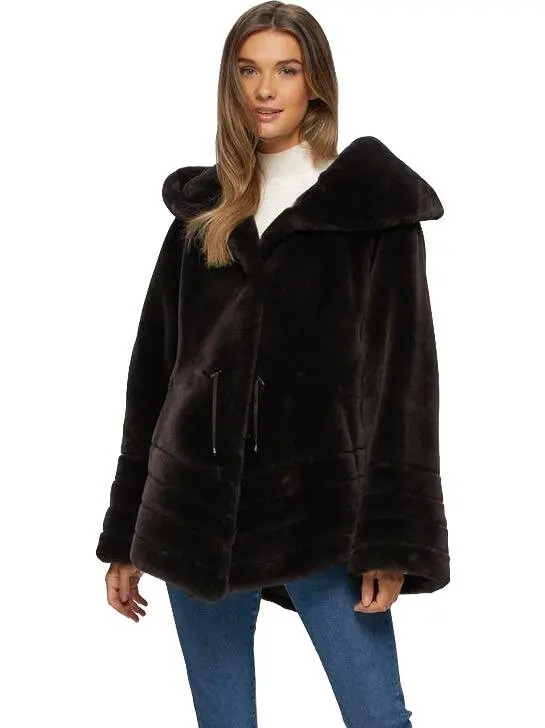 Gorski Genuine Shearling Reversible Jacket - Brown/black