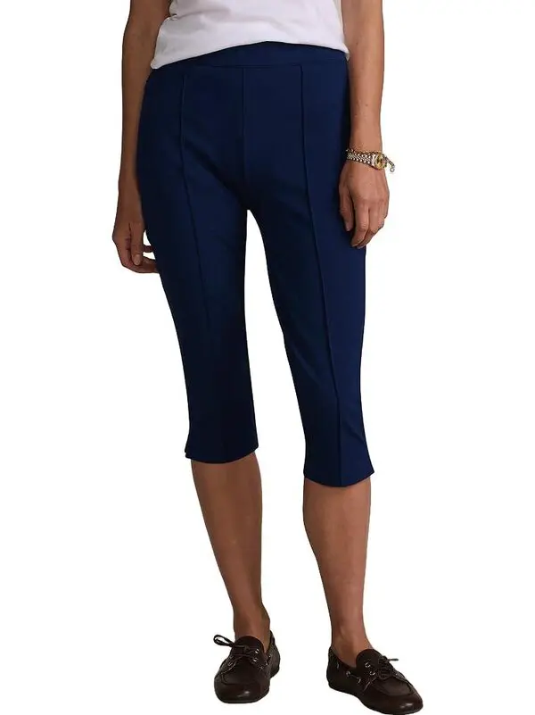 LANDS' END High-rise Pintuck Capri Pants - Deep Sea Navy