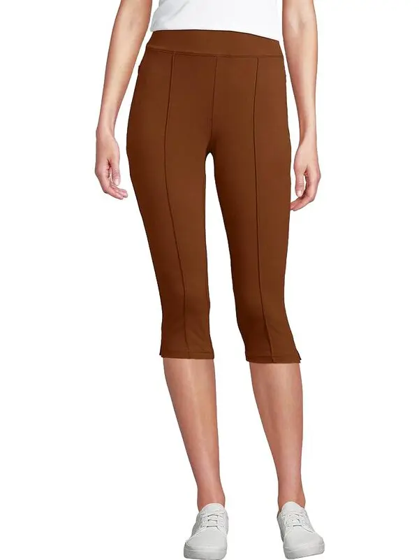 LANDS' END High-rise Pintuck Capri Pants - Rich Ginger Brown