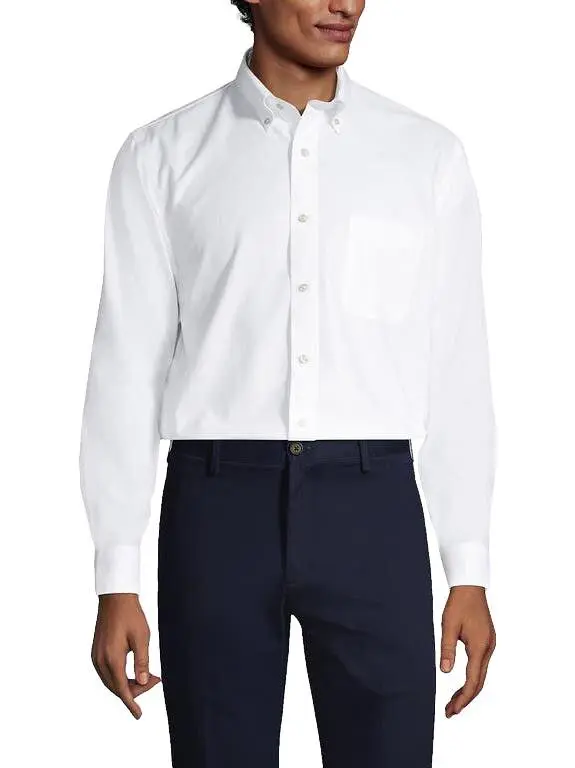 LANDS' END No Iron Supima Oxford Dress Shirt - White