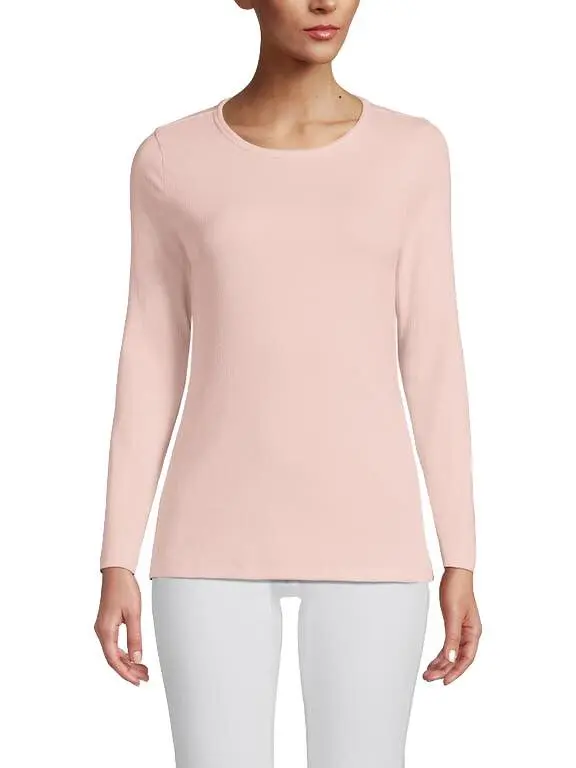 LANDS' END Cotton Rib T-shirt - Soft Blush