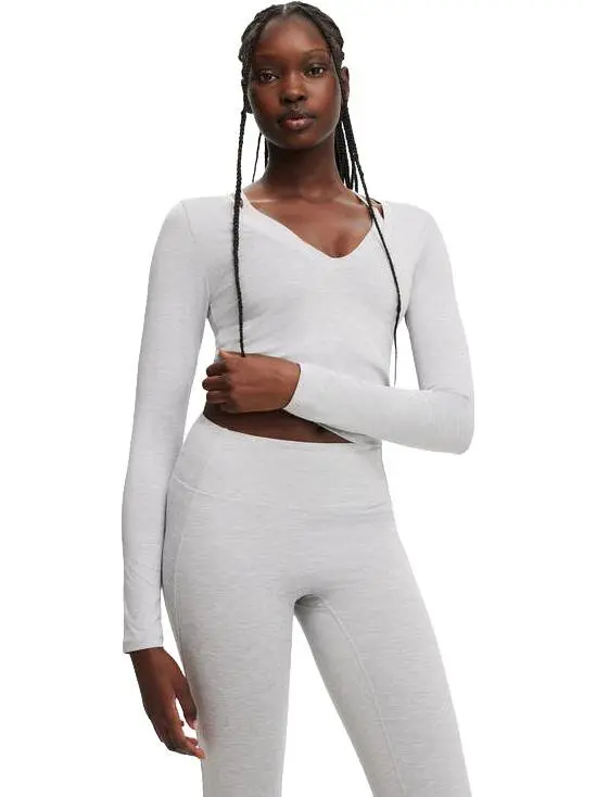 Cotton:on Active Ultra Soft Plunge Front Long Sleeve - Light Grey Marle