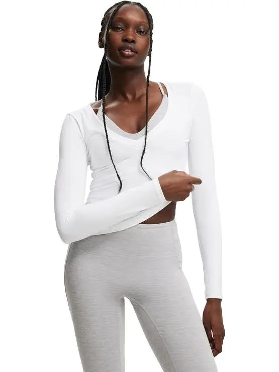 Cotton:on Active Ultra Soft Plunge Front Long Sleeve - White