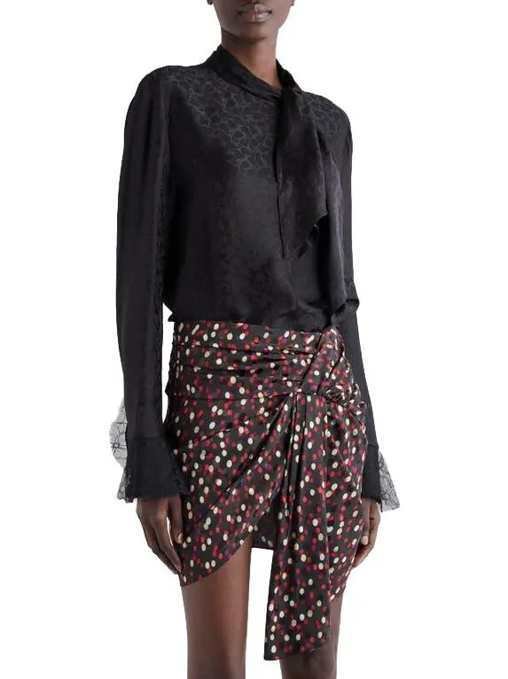 Isabel Marant Paisley Tie Neck Top - Black