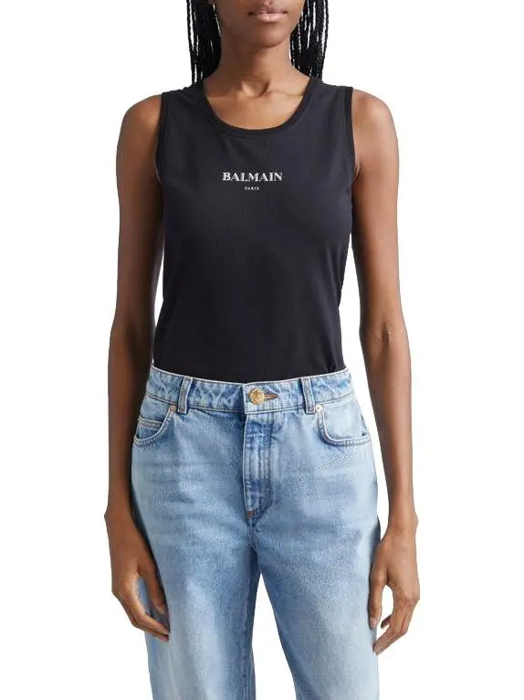 Balmain Logo Graphic Tank - Black/white