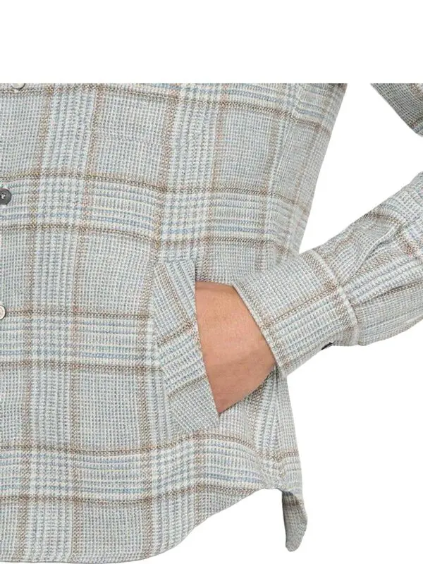 Kiton Apos;s Wool-blend Plaid Overshirt With Pockets - Brown