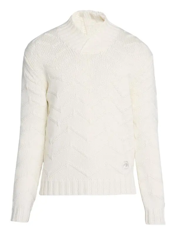 Stefano Ricci Chevron Wool Knit Sweater - White