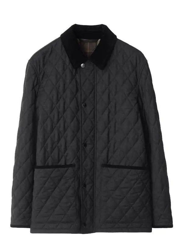 Burberry Quilted Wool Barn Jacket - Charcoal Grey