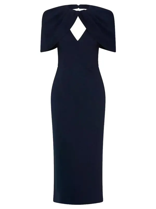 Rebecca Vallance Petal-sleeve Draped Midi Dress - Blue