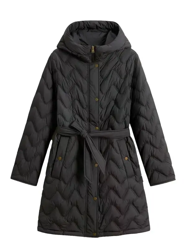 Woolrich Chevron-quilted Hooded Coat - Black