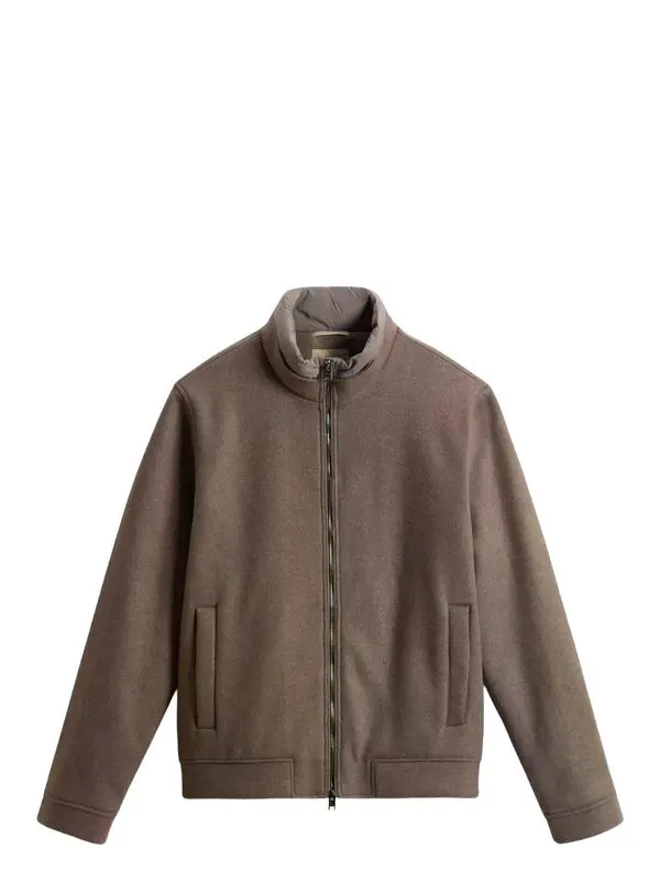 Woolrich Knitted Wool Bomber Jacket - Brown