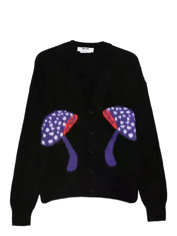 MSGM Mushroom-applique Cardigan - Black