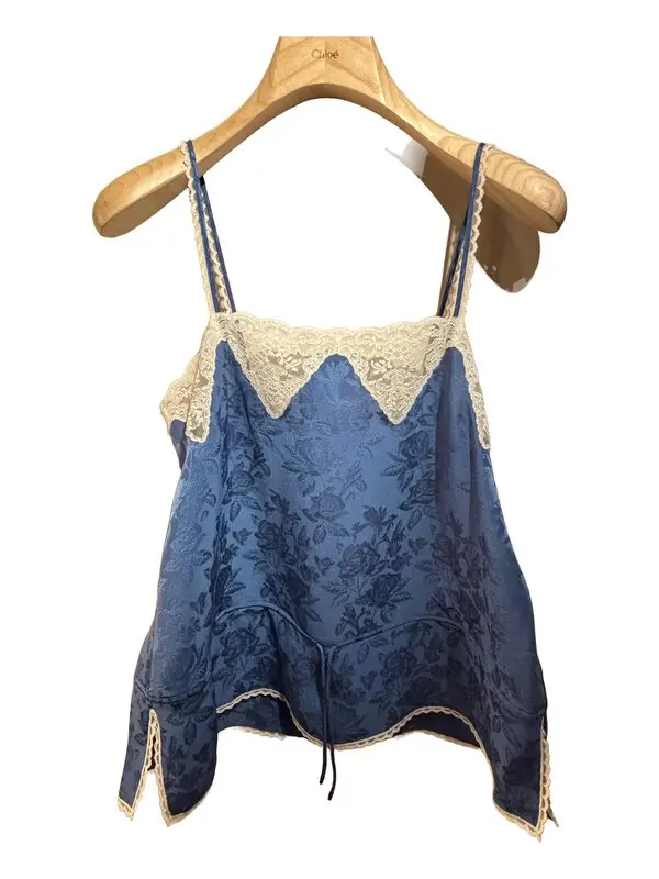 Chloé Camisole Top With Lace Trim - Blue