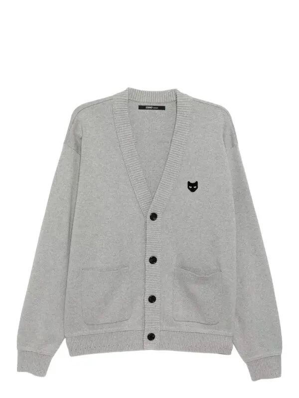 SONGZIO Cat-embroidered Cardigan - Grey