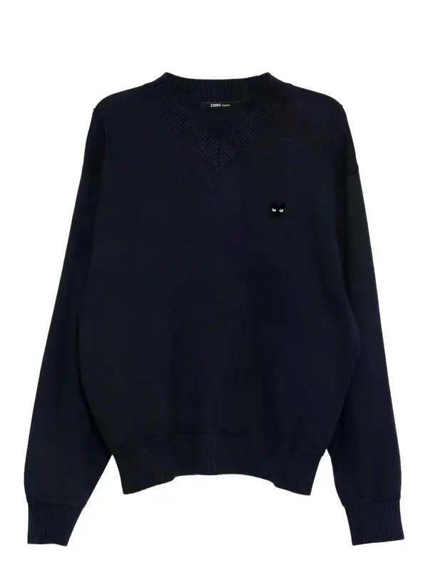 SONGZIO Cat-embroidered Pullover - Blue