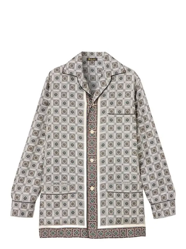 Loro Piana Lian Printed Silk-twill Shirt - Gray