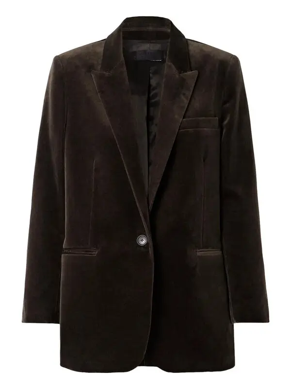 NILI LOTAN Diane Cotton-blend Velvet Blazer - Brown