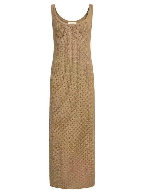 12 STOREEZ Knit Diamond-pattern Maxi Dress - Brown