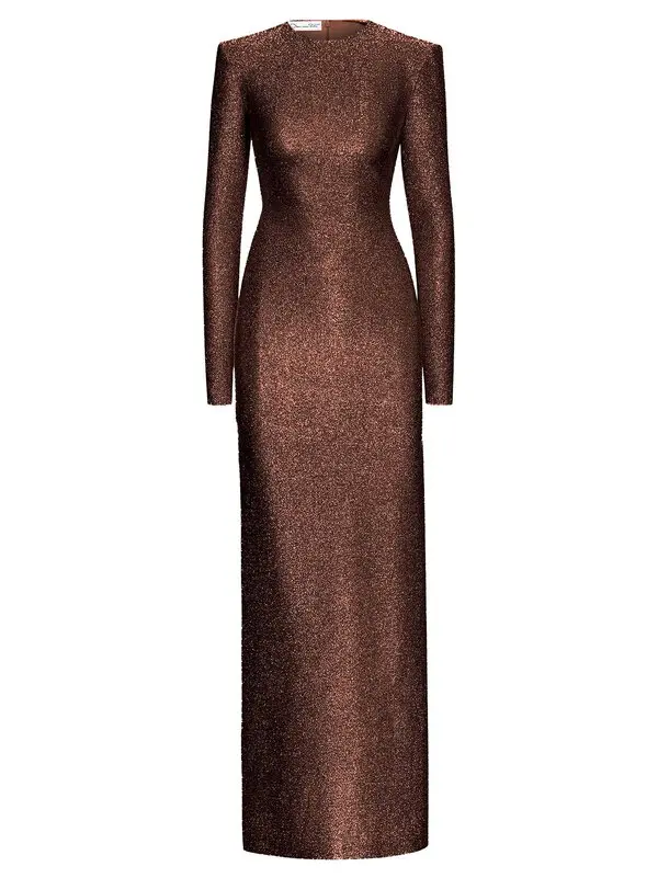 Oscar De La Renta Lamé Column Gown - Brown