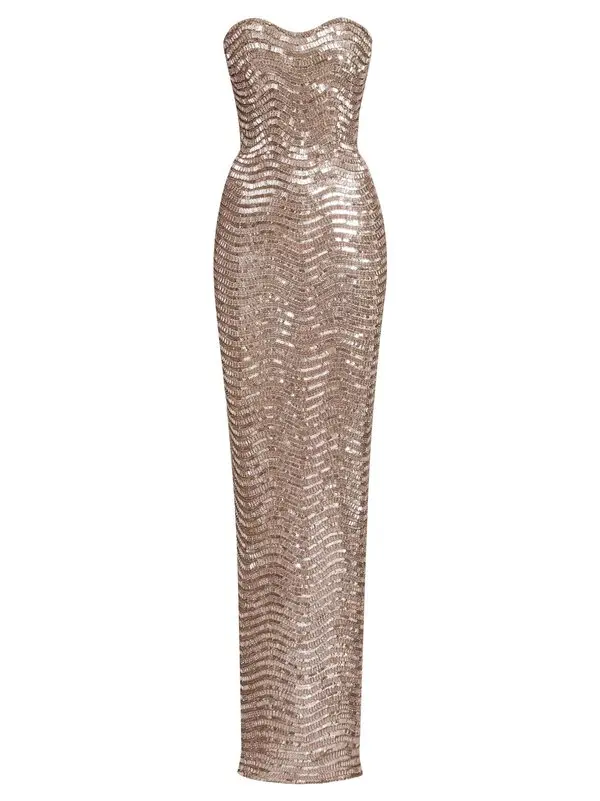 Oscar De La Renta Sequin And Crystal Embroidered Gown - Pink