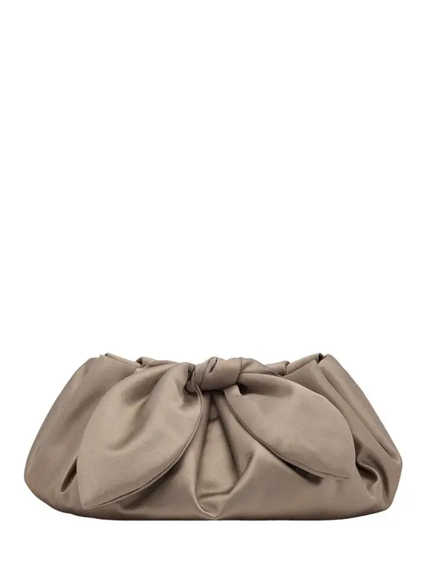 Oscar De La Renta Mini Satin Bow Clutch - Beige