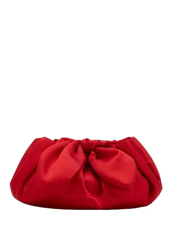 Oscar De La Renta Mini Satin Bow Clutch - Red