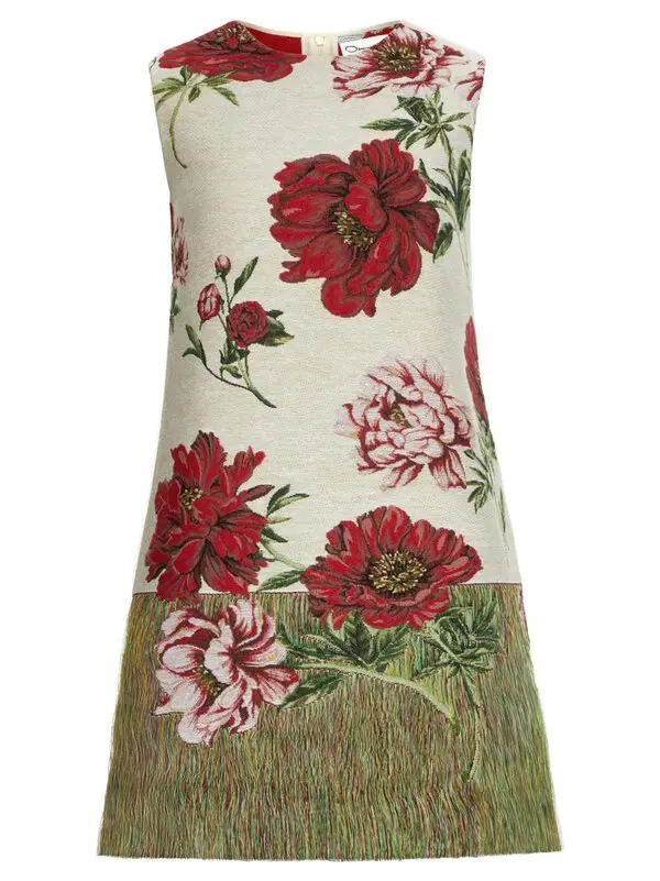 Oscar De La Renta Peony Unraveled Shift Dress - Multi
