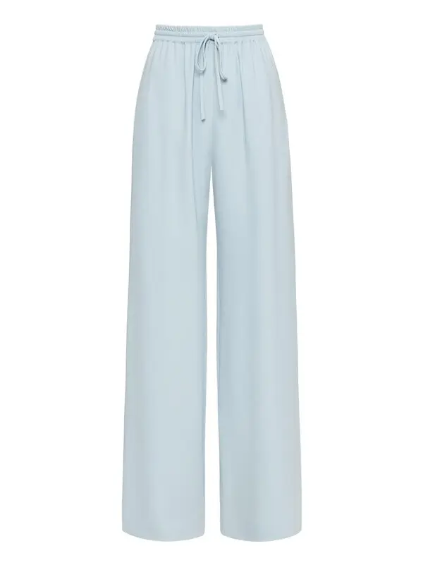 Oscar De La Renta Silk Georgette Drawstring Pant - Blue