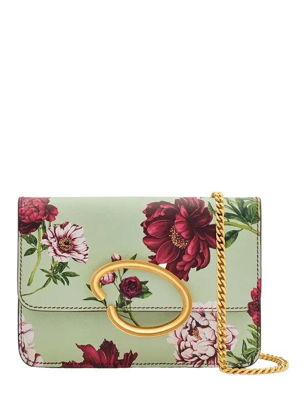 Oscar De La Renta Peony Printed Saffiano Leather Pochette - Multi