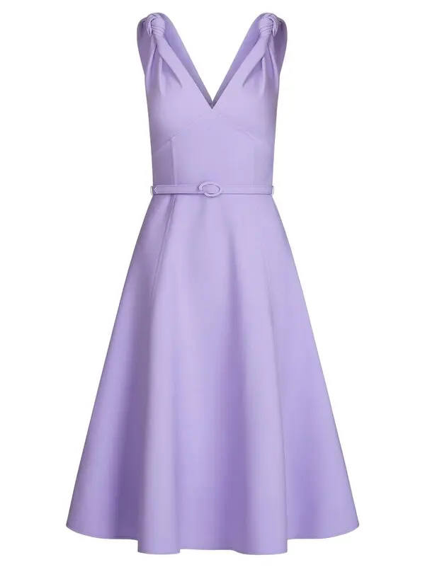 Oscar De La Renta Twist-detailed Wool A-line Dress - Purple