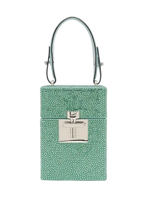 Oscar De La Renta Crystal Pavé Alibi Top Handle Bag - Green