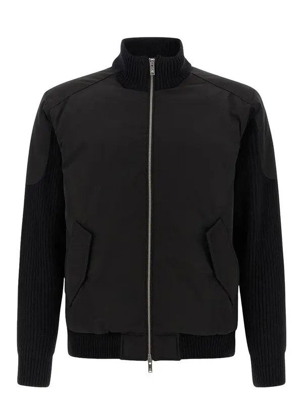 Moose Knuckles Magnus Knit Hybrid Bomber Jacket - Black
