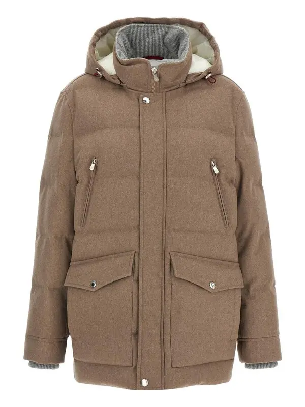 Brunello Cucinelli Flannel Down Jacket - Beige