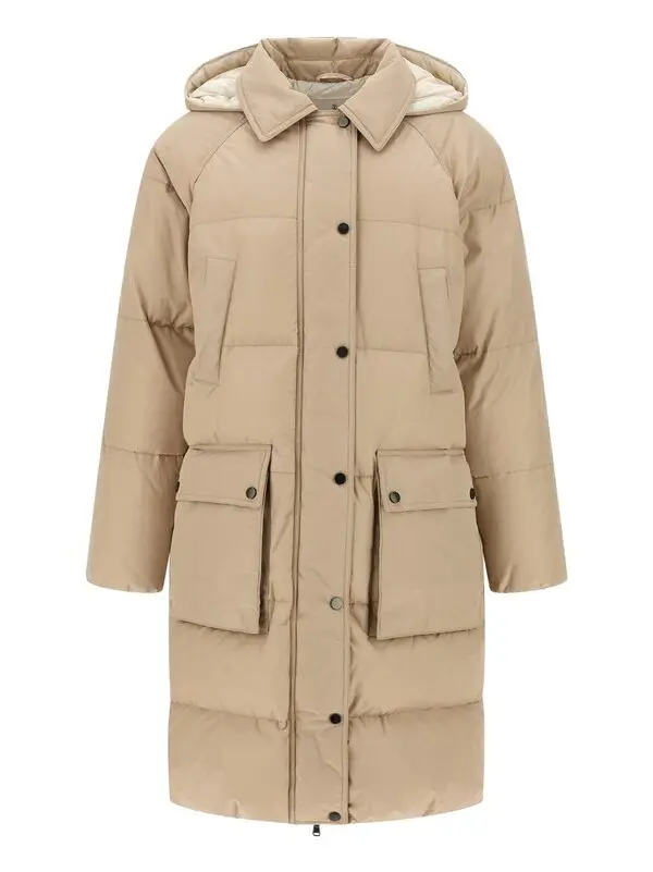 Brunello Cucinelli Shiny Zipper Pull Down Jacket - Beige