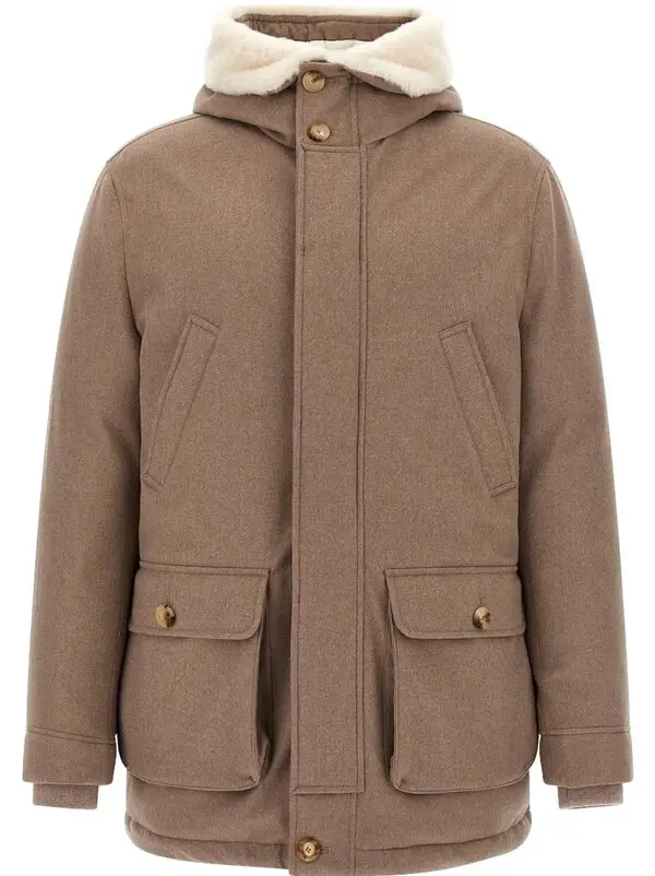 Brunello Cucinelli Flannel Down Jacket - Beige