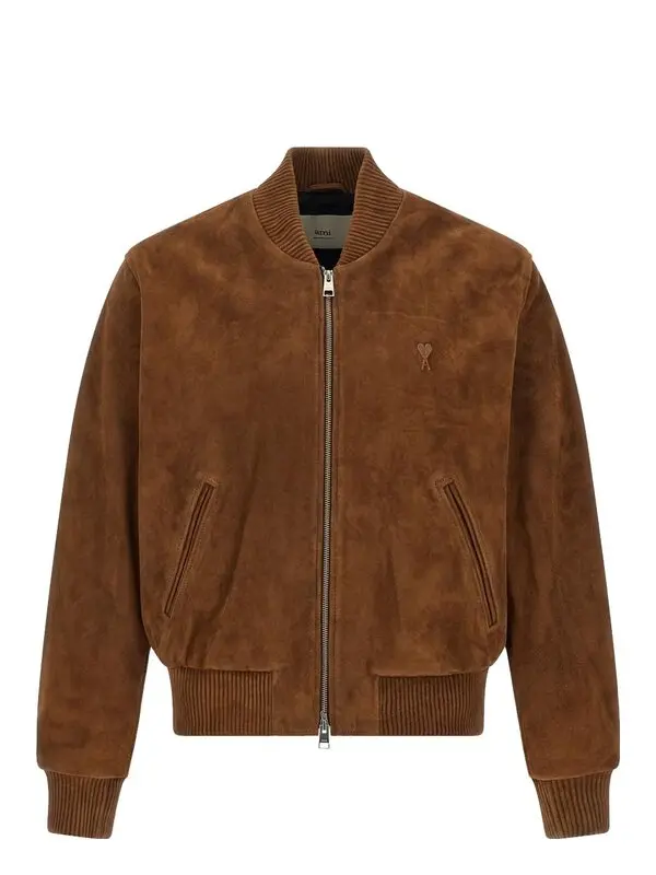 Ami Suede Bomber Jacket - Brown
