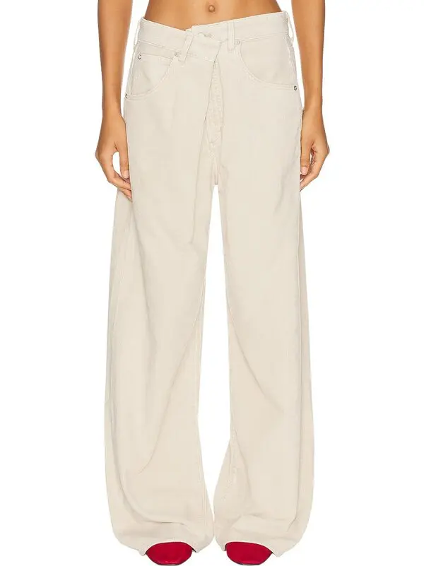 AGOLDE Vana Fold Wide Leg Jeans - Rice Grass