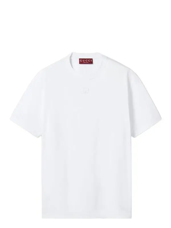 Gucci Cotton Jersey T-shirt With Interlocking G Embroidery - White