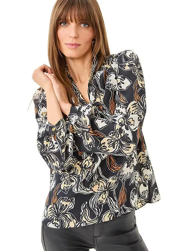 Lilly Pulitzer Elanor V-neck Silk Top - Onyx Irisistable