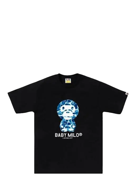 A BATHING APE Abc Camo Baby Milo Tee Shirt - Black/blue
