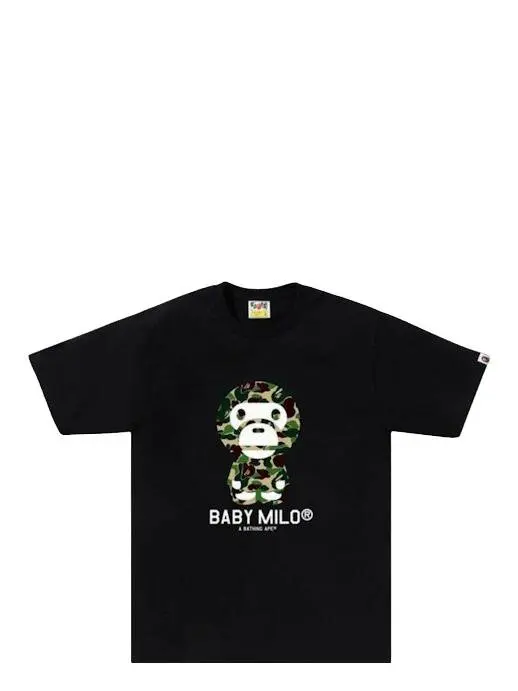 A BATHING APE Abc Camo Baby Milo Tee Shirt - Black/green