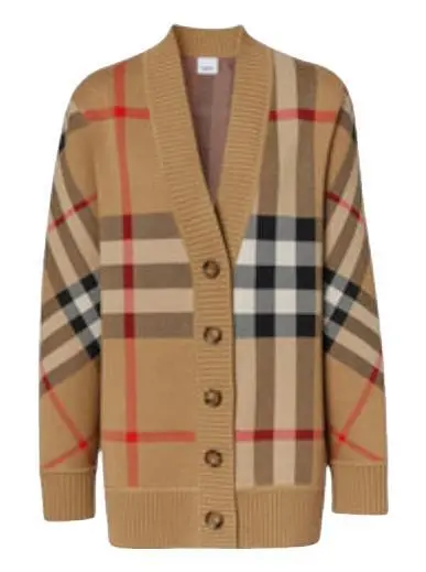 Burberry Oversized Check Cardigan - Archive Beige