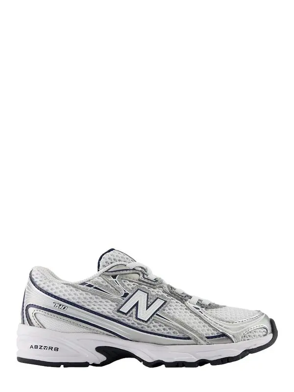 NEW BALANCE 740 Bungee Lace Sneakers - White/metallic Silver/navy Blue